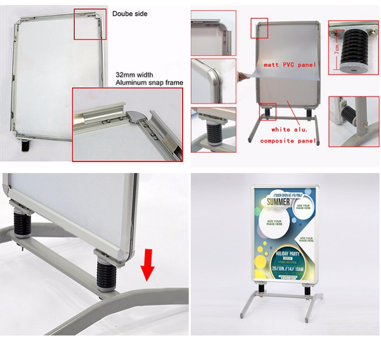 Custom Boutique aluminum frame profile double sided metal sidewalk sign ...